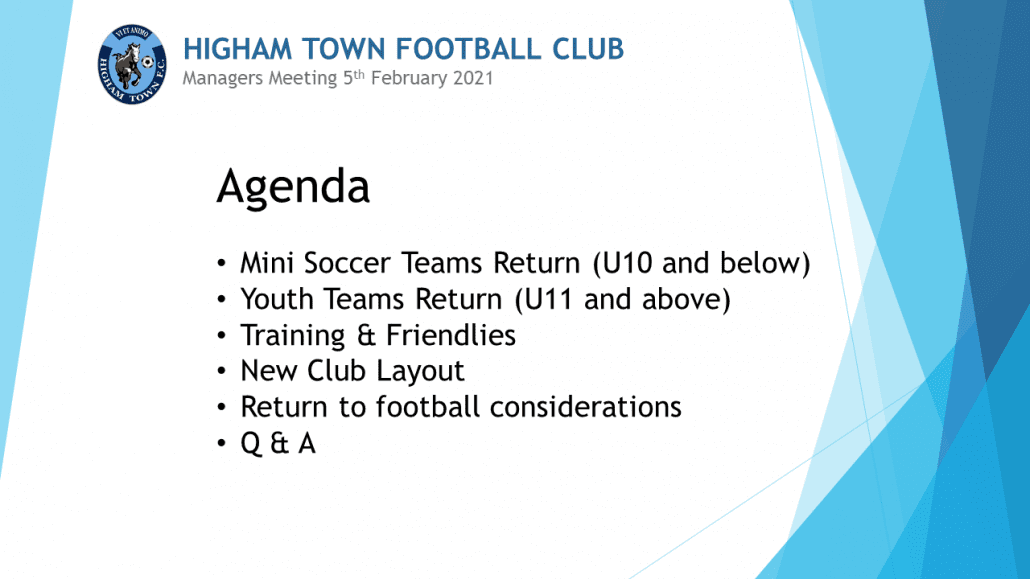 Return to Football - Club Update - Higham Town Football Club ...